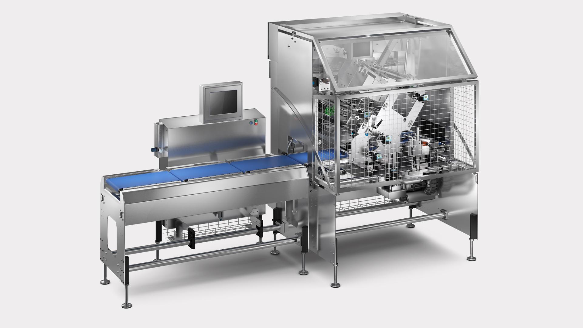 Bizerba GLM-Ievo CleanCut industrial wrap-around labeling machine