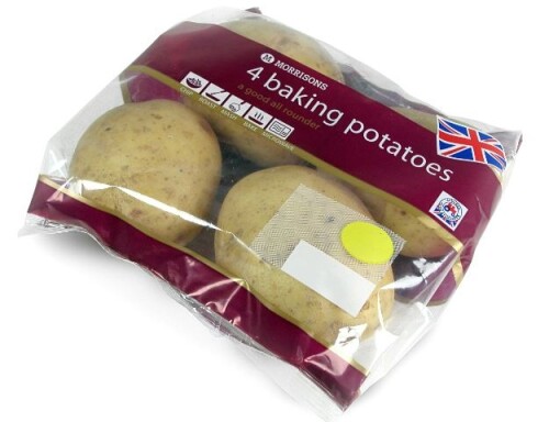 4 potatoes packaging in gusseted pack with laminated film